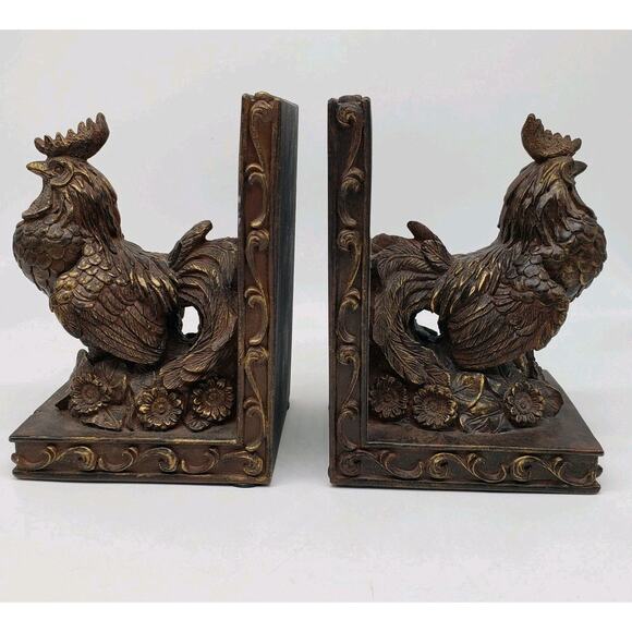SPI | Accents | 2 Rooster Chicken Bookends Spi San Pacific Intl Heavy ...